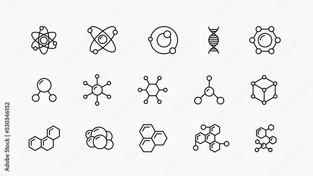 Molecule icon set. Structure of molecules vector line icon set Stock ...