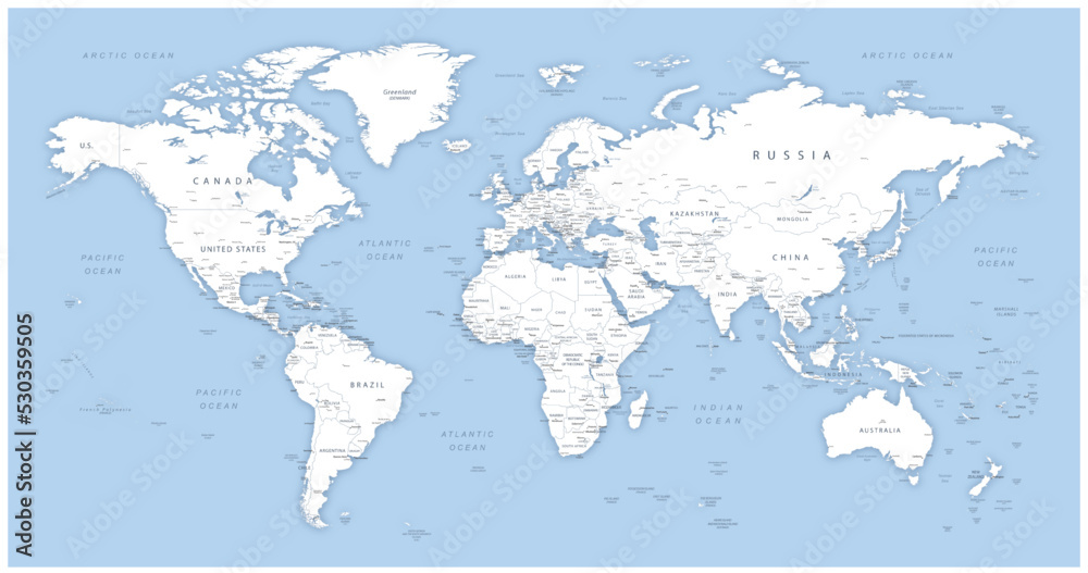 Detailed world map - vector illustration. Highly detailed world map ...