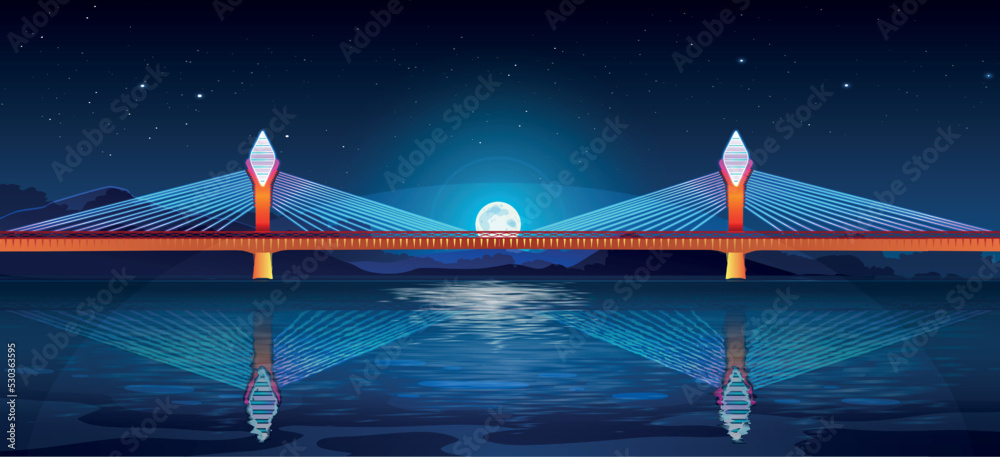 Durgam Cheruvu Cable Bridge in Hyderabad, Telangana, India - Night view ...