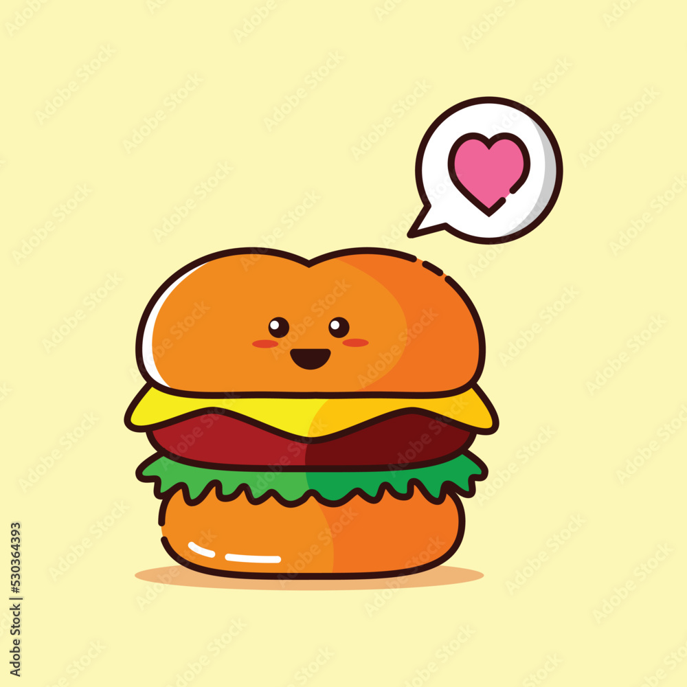llustration vector graphic of Cute Burger with. perfect for display ...