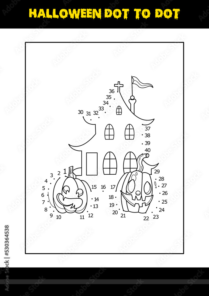 Halloween dot to dot coloring page for kids. Line art coloring page ...