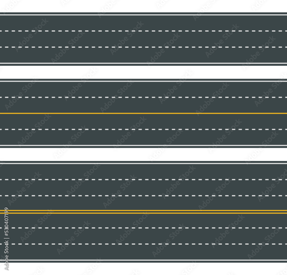 Vector illustration of white and yellow road markings isolated on white ...