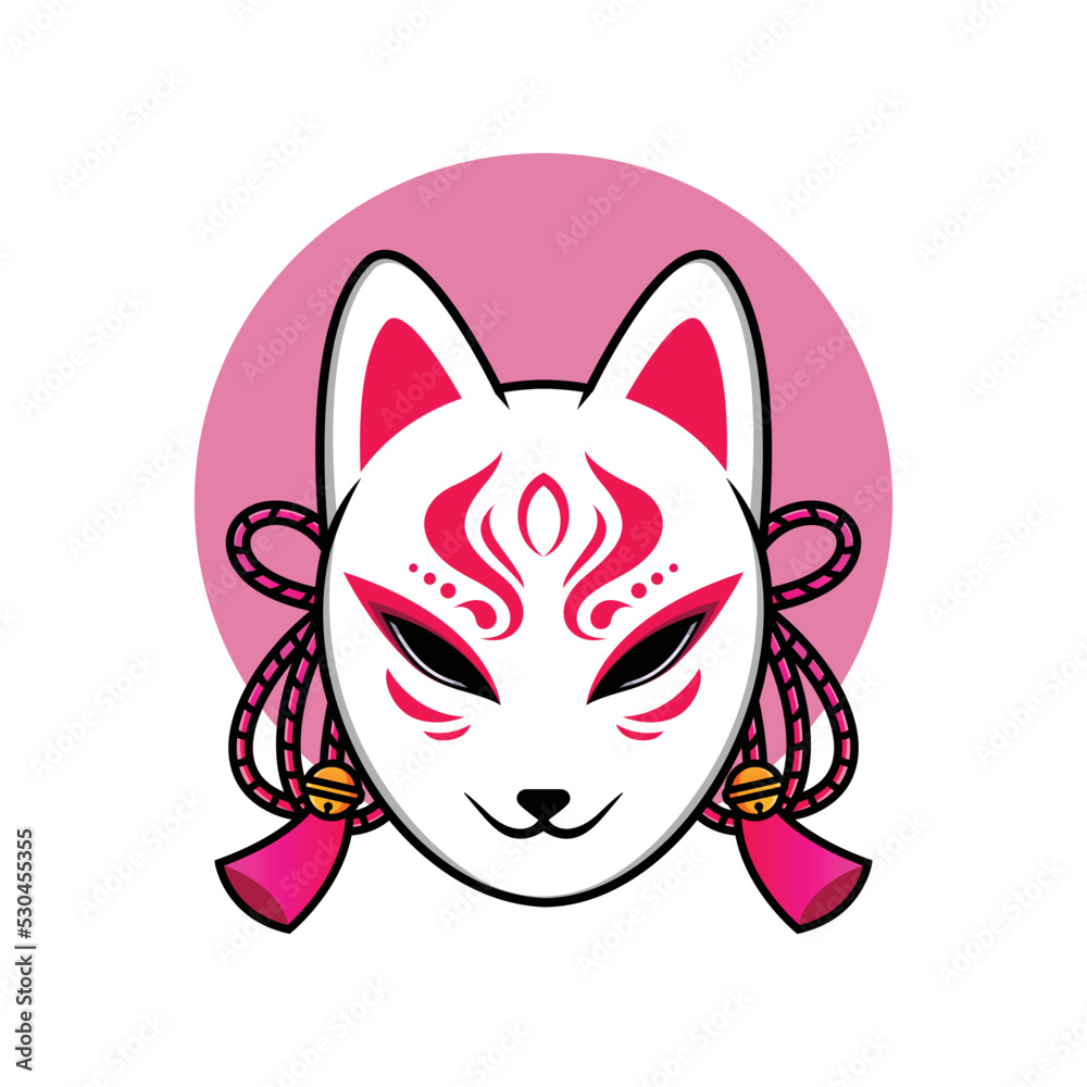 Vektor Kitsune fox mask icon, traditional Japanese symbol. Simple ...