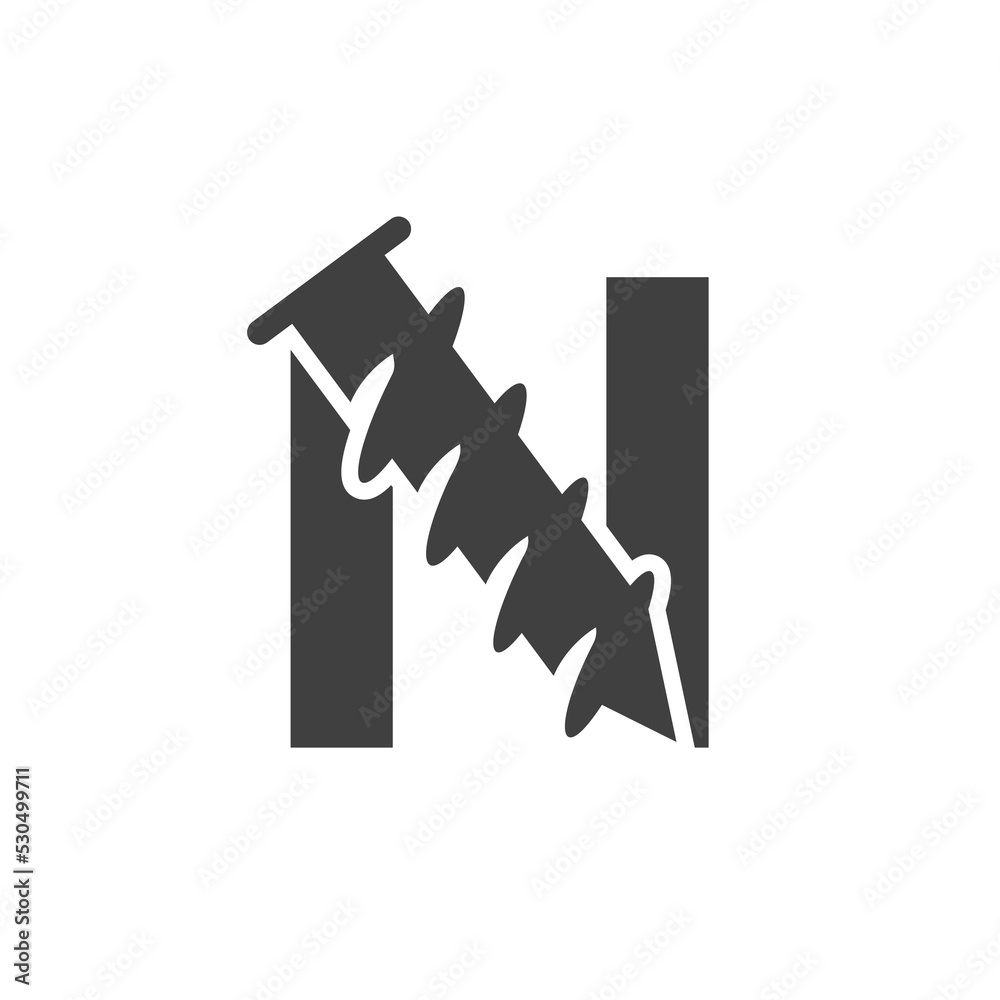 Letter N Screw Logo Template For Construction Ironmonger Symbol Design ...
