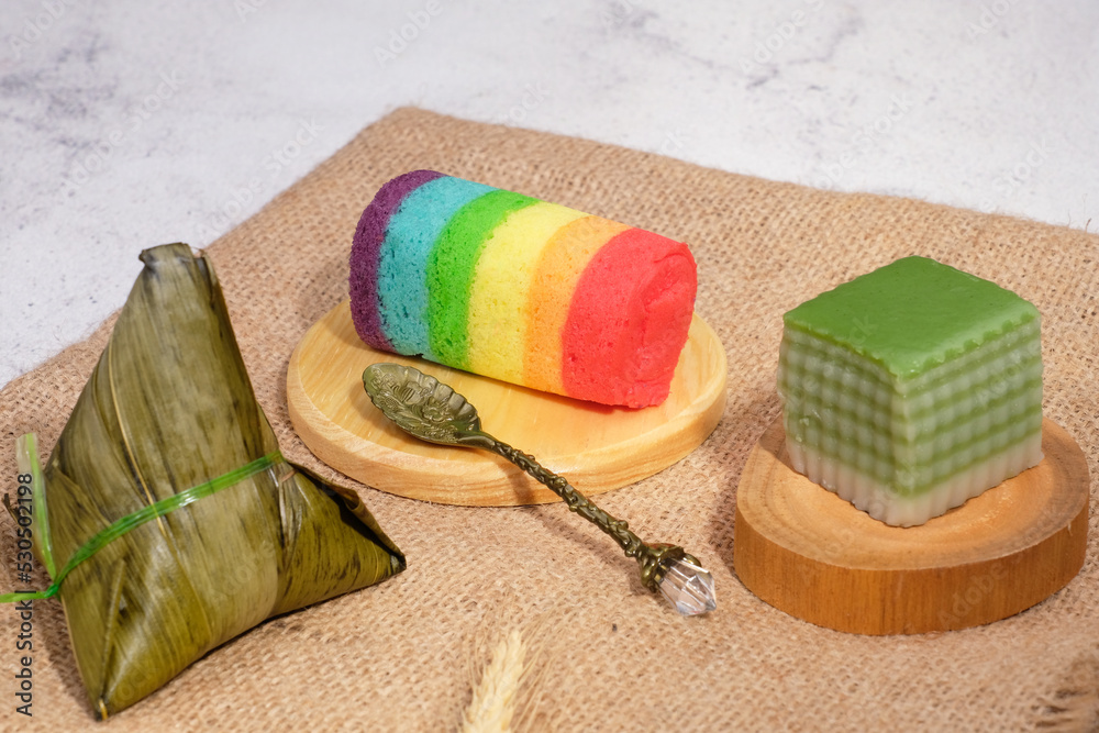 Javanese food, jajan pasar, a variety of sweet cakes that are ...