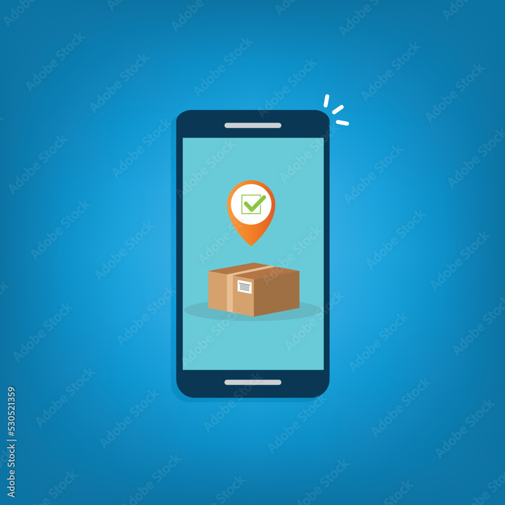 Delivery Process Notification on Mobile Phone. Express Delivery, Home ...