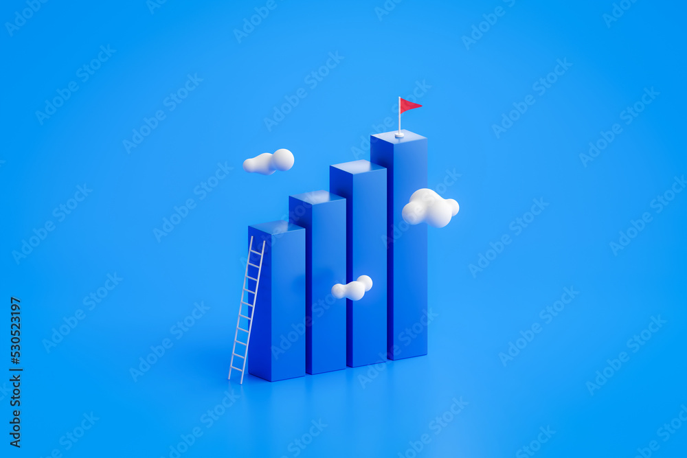 Success business graph on goal achievement strategy chart concept 3d ...
