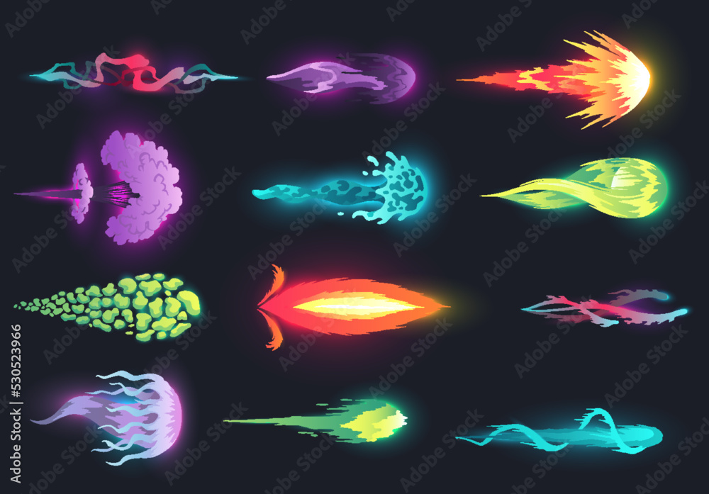 Cartoon laser gun beam. Alien combat weapon rays. Futuristic shot ...