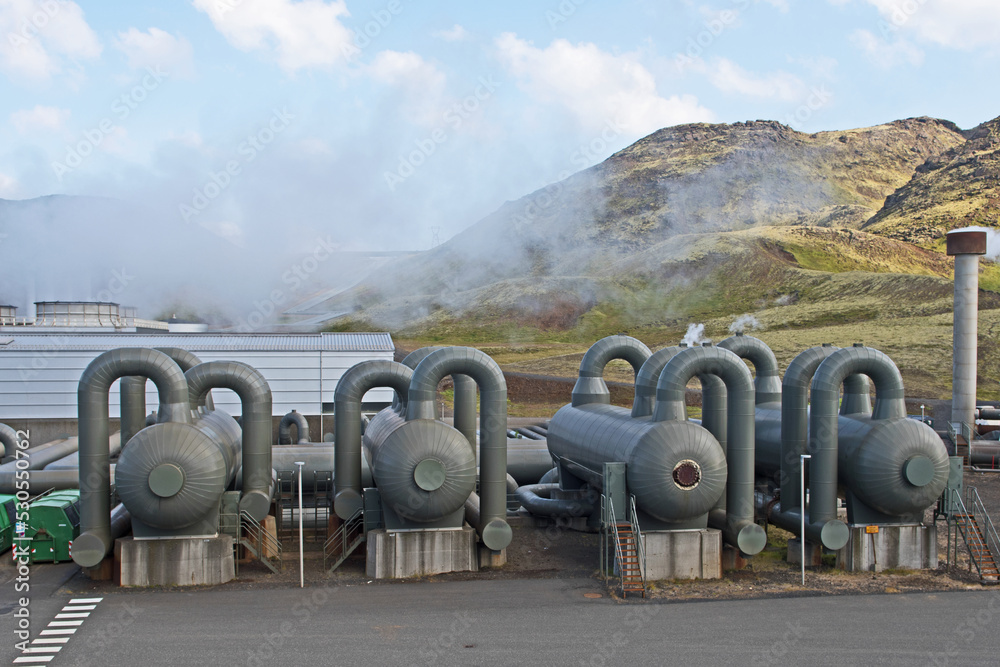 Equipment used in an Icelandic power plant which generates electricity ...