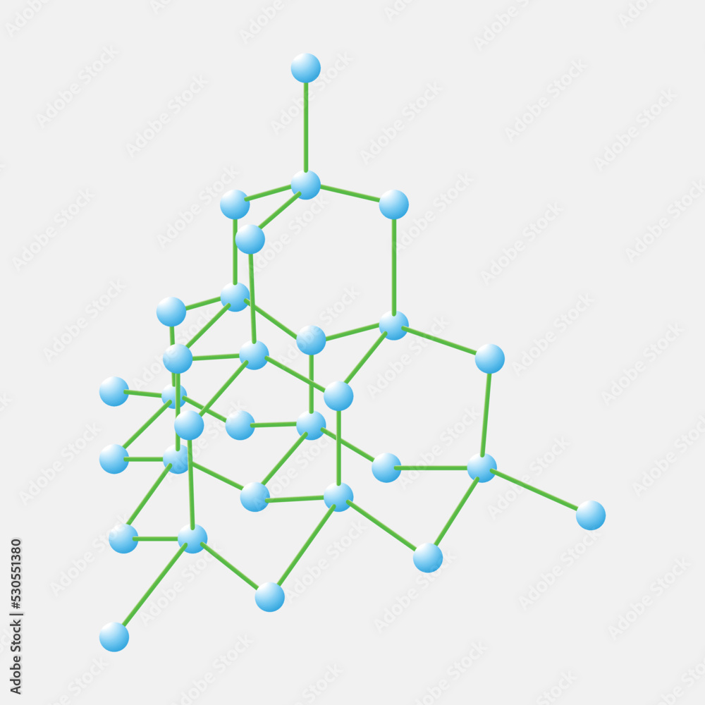 Crystal structure of diamond, vector drawing Stock Vector | Adobe Stock