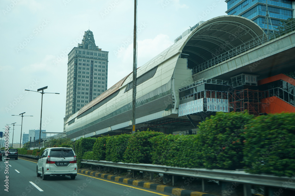 Jakarta, Indonesia - August, 2022 : An inner city toll road in the ...