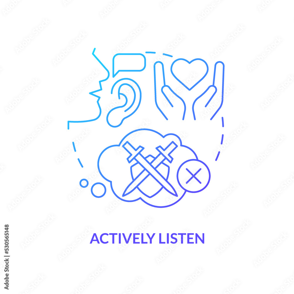 Vector de Stock Actively listen blue gradient concept icon. Reconnect ...