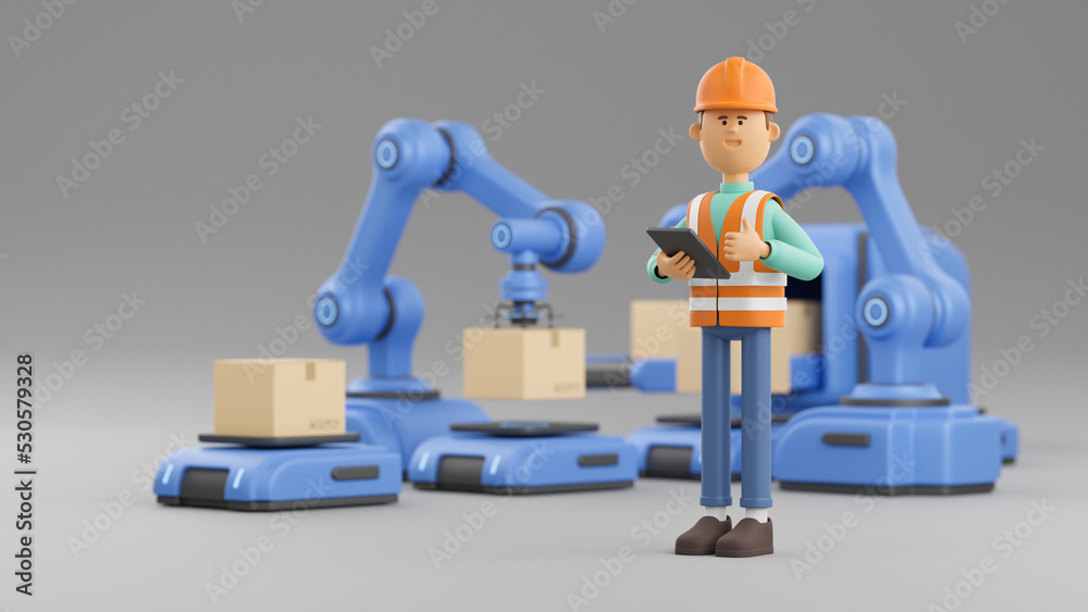 Ilustrace Smart industry production factory warehouse logistic and transport Future Technology ...