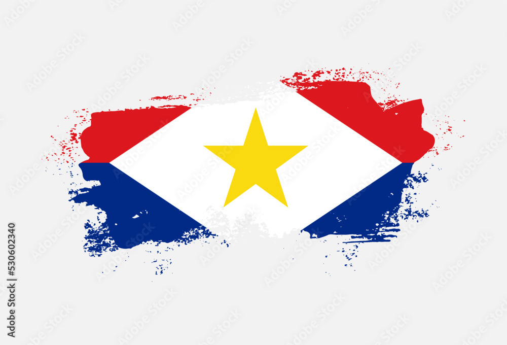 Flag of Saba country with hand drawn brush stroke vector illustration ...