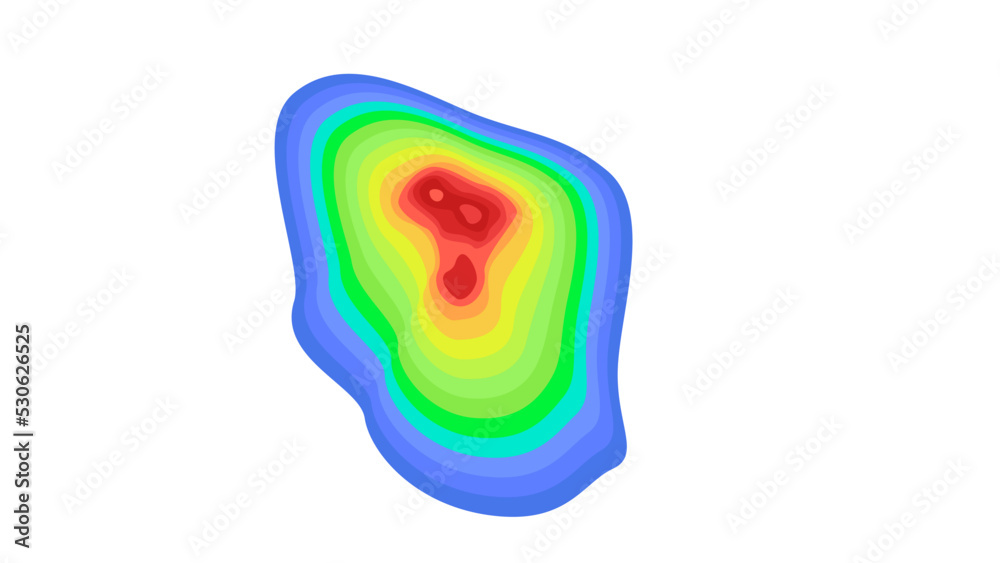 Vector graphic of Color topographic contour map with combination ...