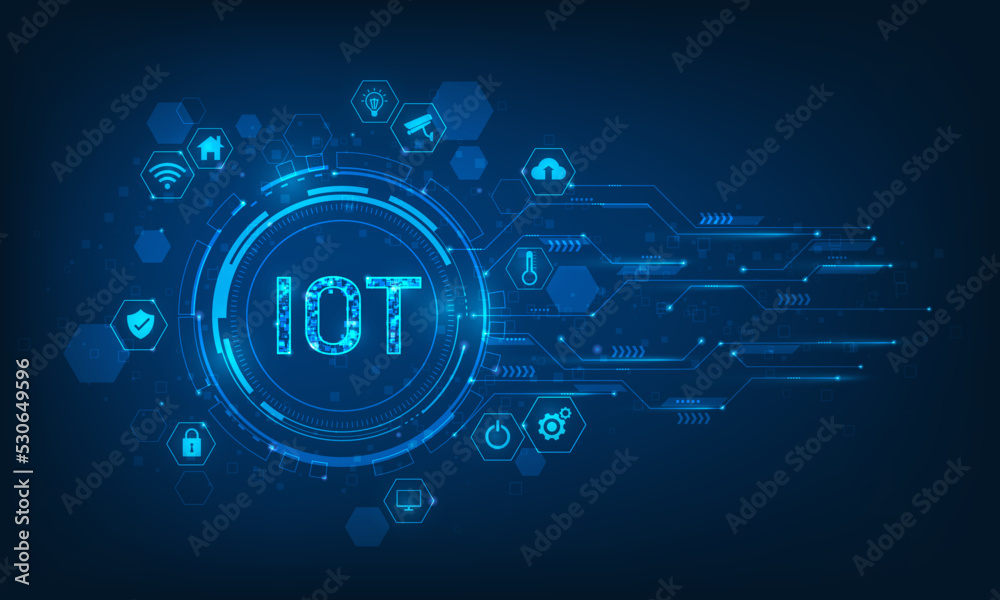 internet of things technology on blue dark background. IOT home ...