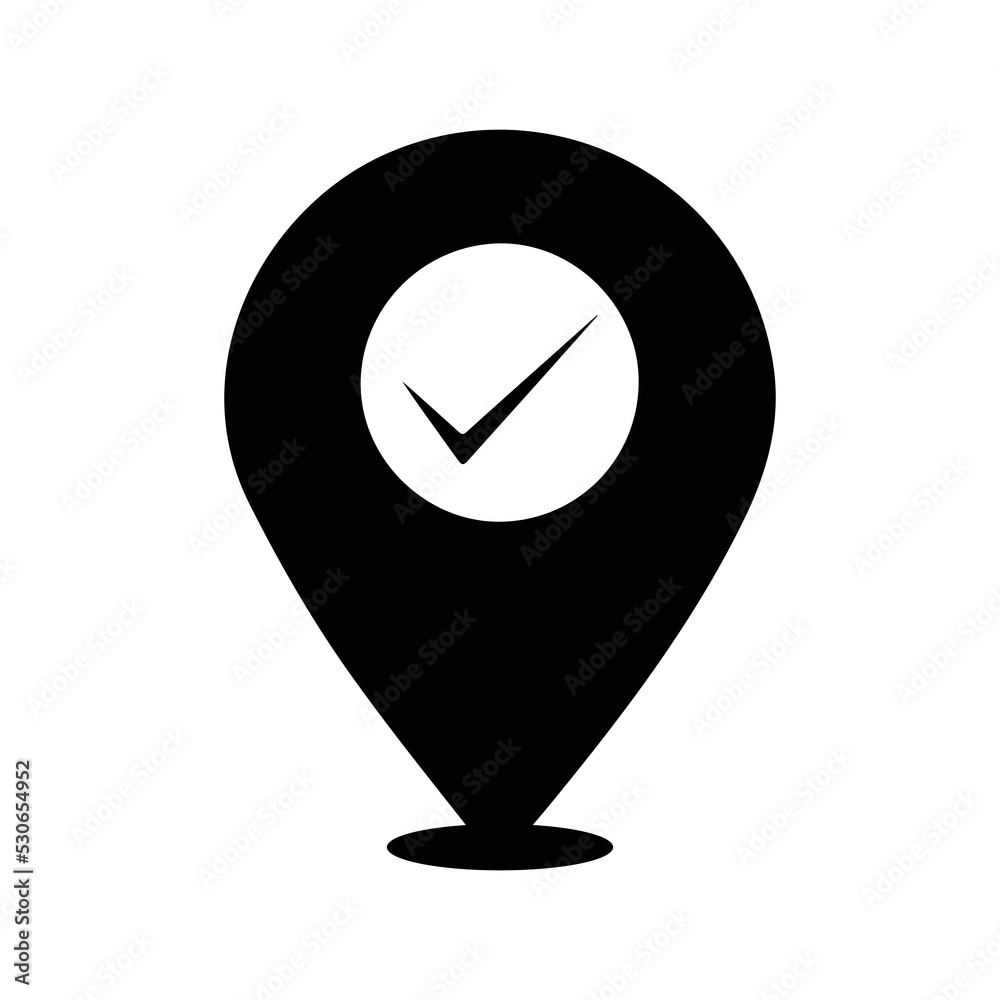 Approved check mark location icon | Black Vector illustration | Stock ... Approved check mark location icon | Black Vector illustration | Stock ...