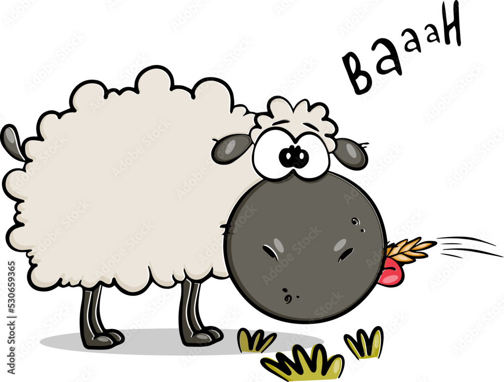 Catoon sheep, animal illustration, catoon character, gray sheep with ...