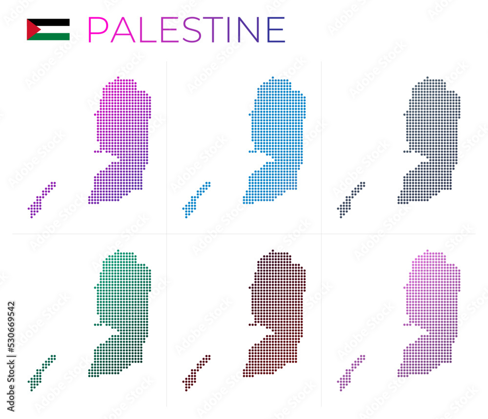Palestine dotted map set. Map of Palestine in dotted style. Borders of ...