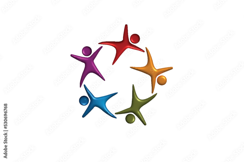 Teamwork successful 3D people. Also could be a group of children ...