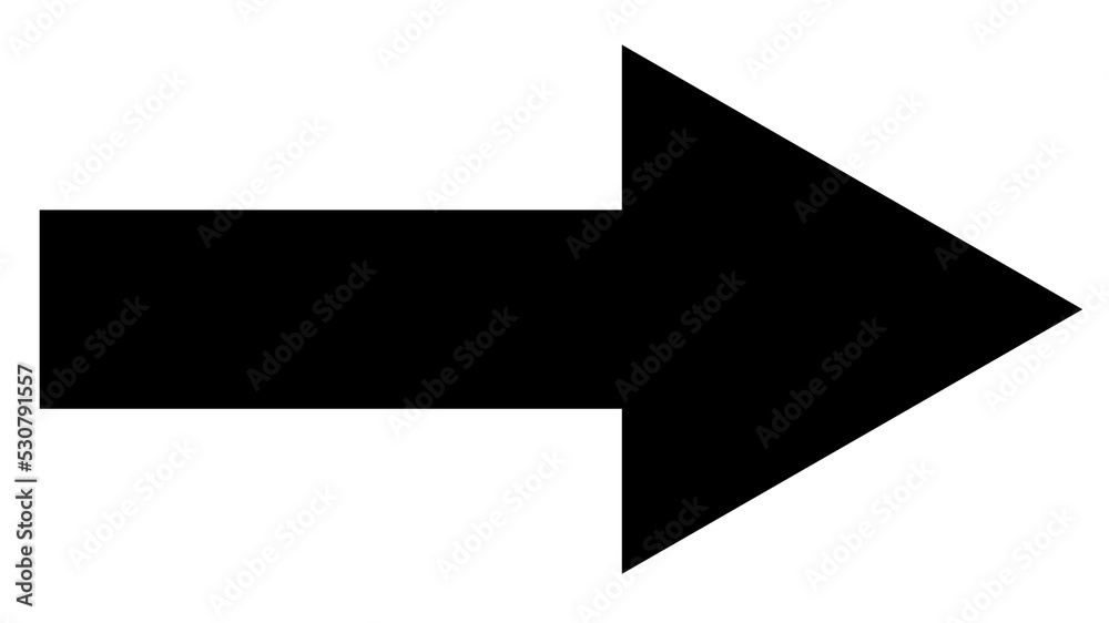 Straight pointed arrow icon. Black arrow pointing to the right. Black direction pointer Stock ...