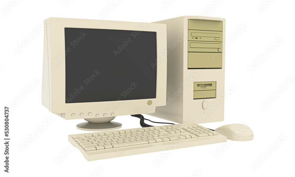 ld vintage desktop computer With keyboard and mouse. Old fashioned ...