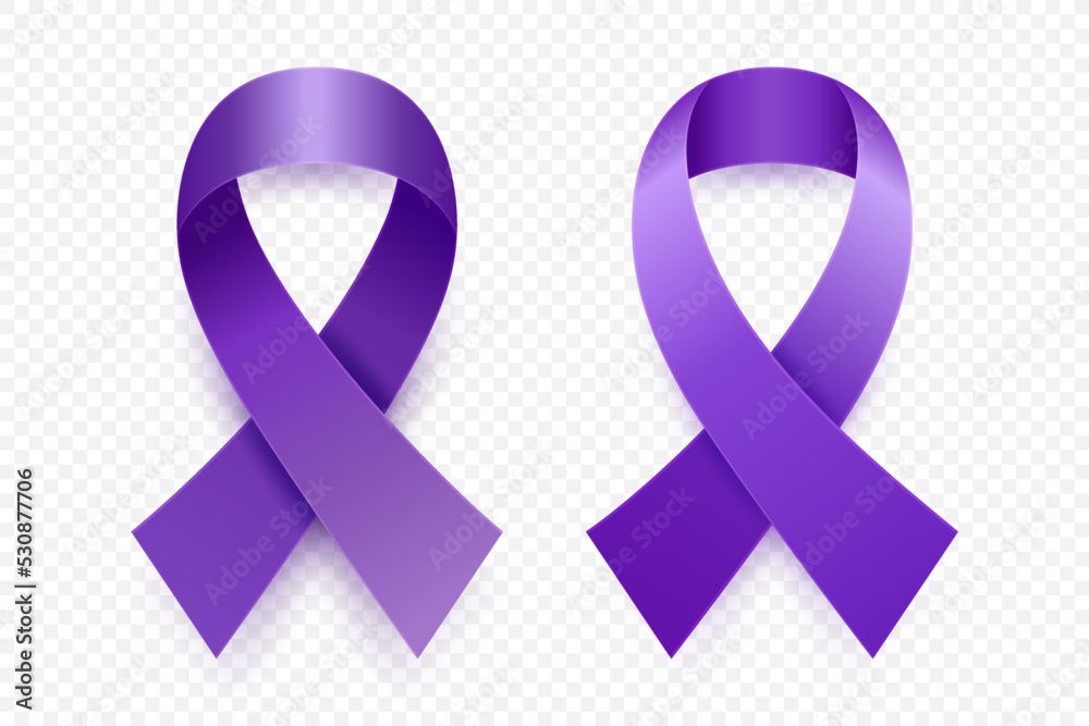 Vector 3d Realistic Purple Ribbon Set. Pancreatic Cancer Awareness ...