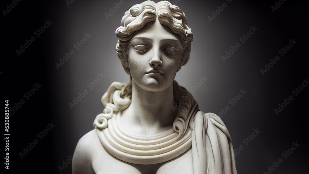 Illustration of a Renaissance marble statue of Demeter. She is the ...