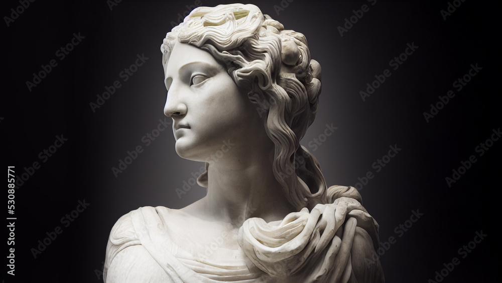 Illustration of a Renaissance marble statue of Demeter. She is the ...