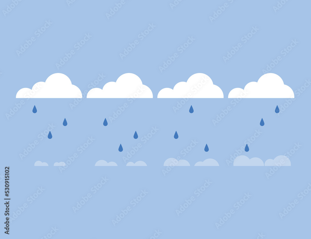 Splashing rain cloud sequence. Rain drops and clouds. Animated gif ...