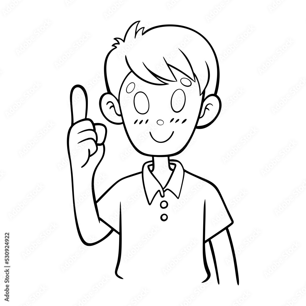 cartoon man thumbs up is a line drawing Stock Vector | Adobe Stock
