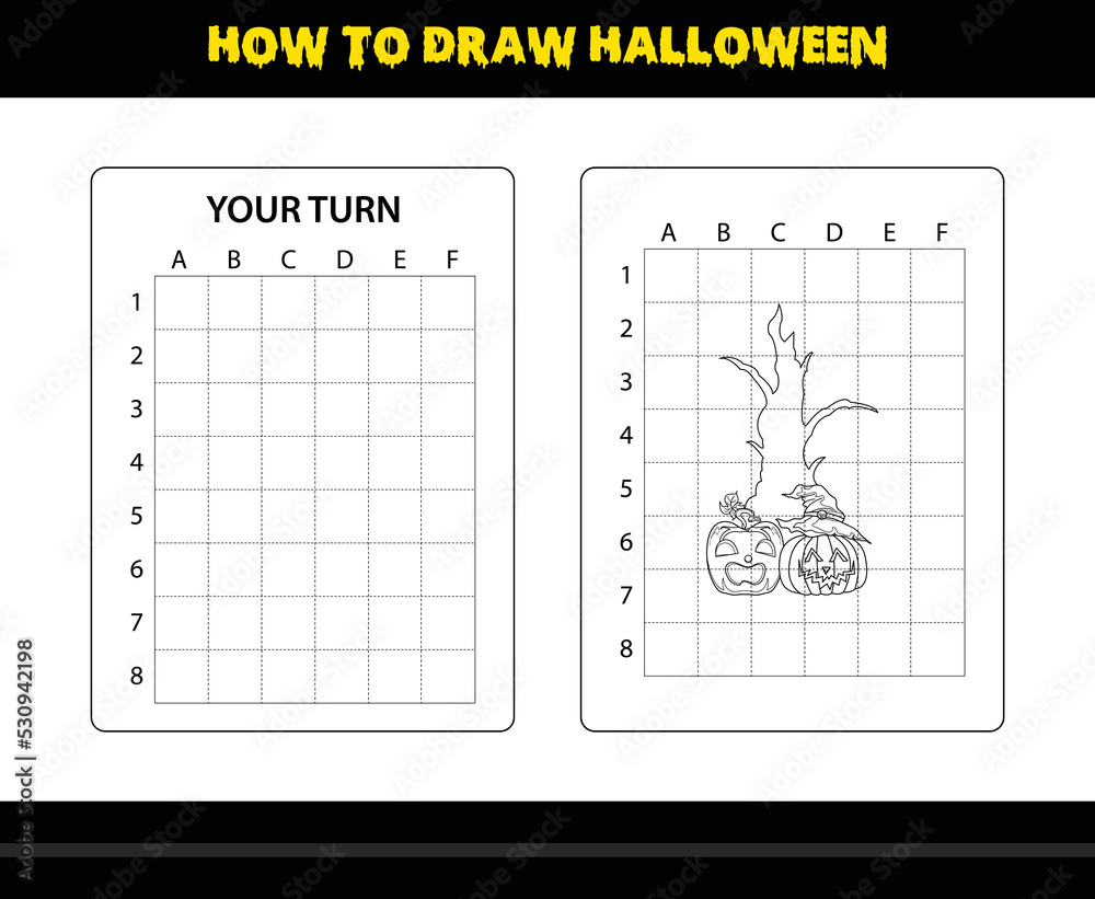 How to draw Halloween for kids. Halloween drawing skill coloring page ...
