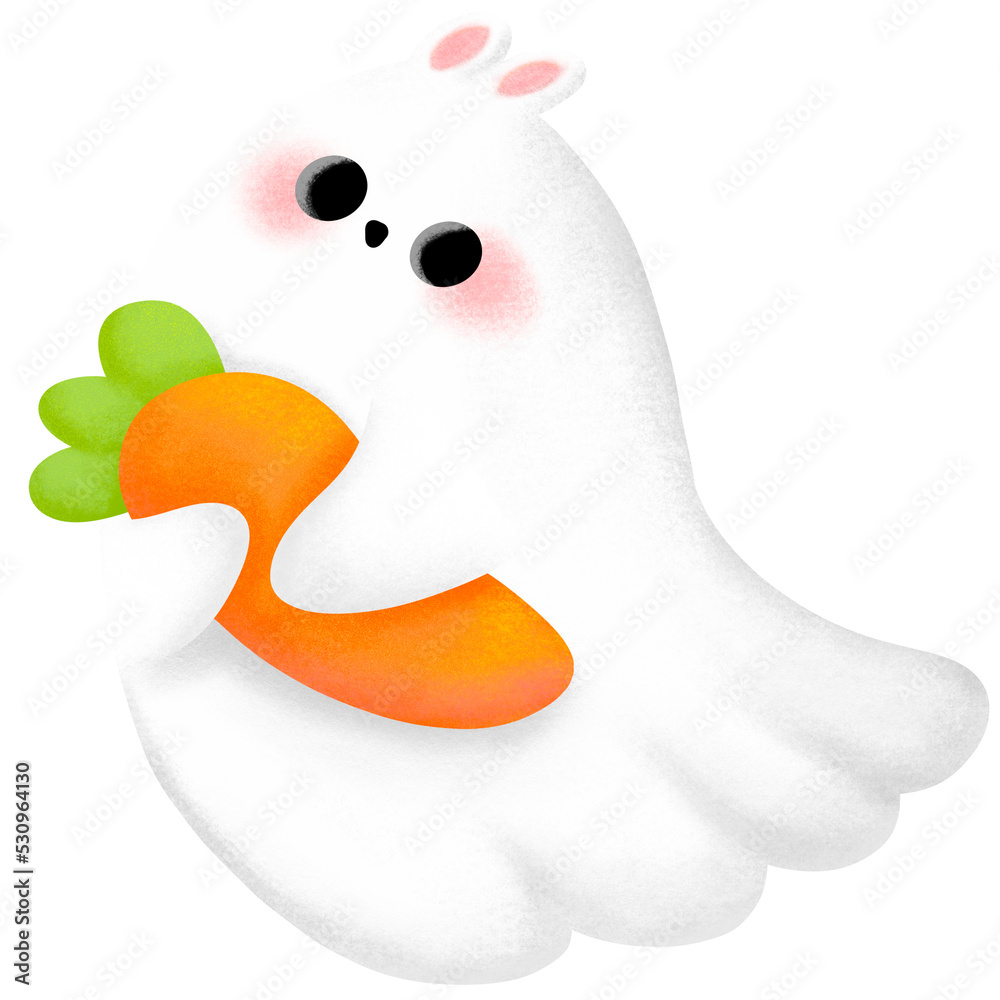 Cute Ghost Halloween party.Hand drawn illustion clipart. white rabbit ...