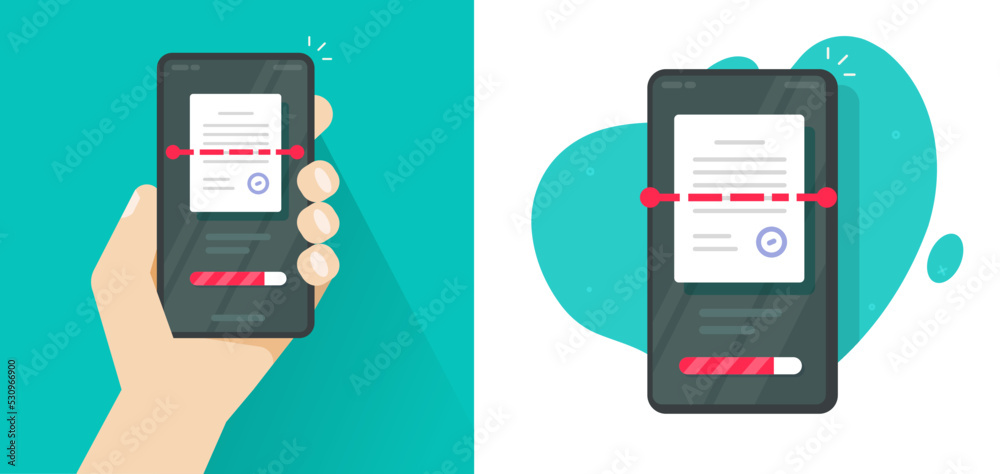 Scan via mobile cell phone or smartphone recognize text paper document ...