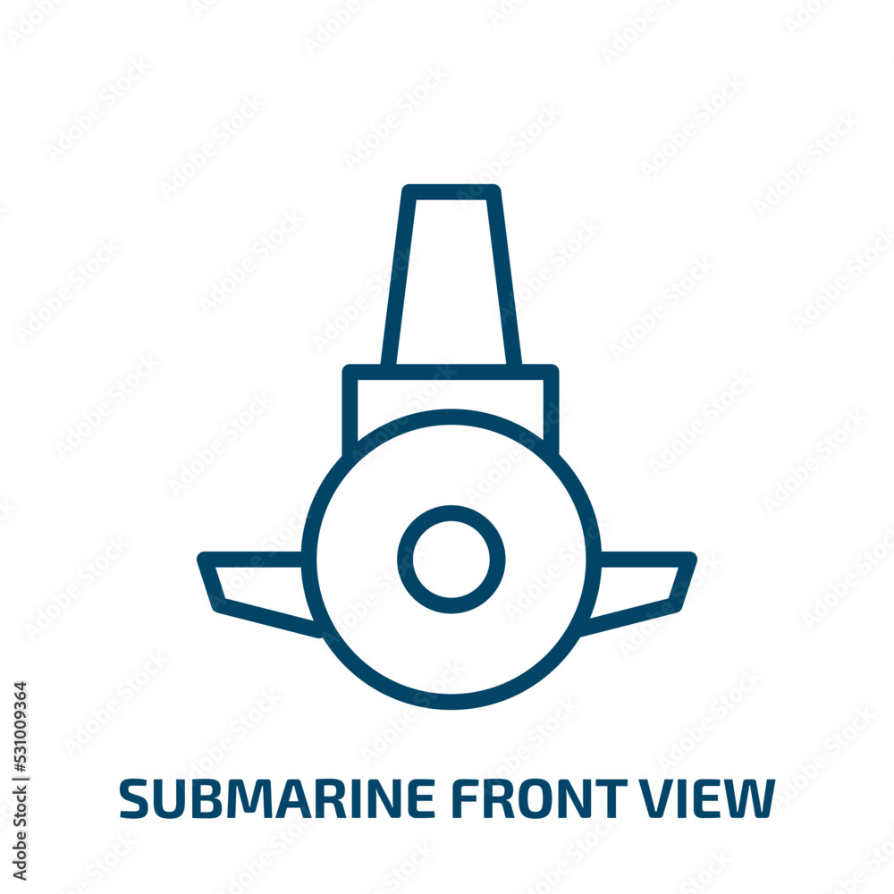 Submarine Front View Icon From Army And War Collection Thin Linear Submarine Front View Vector