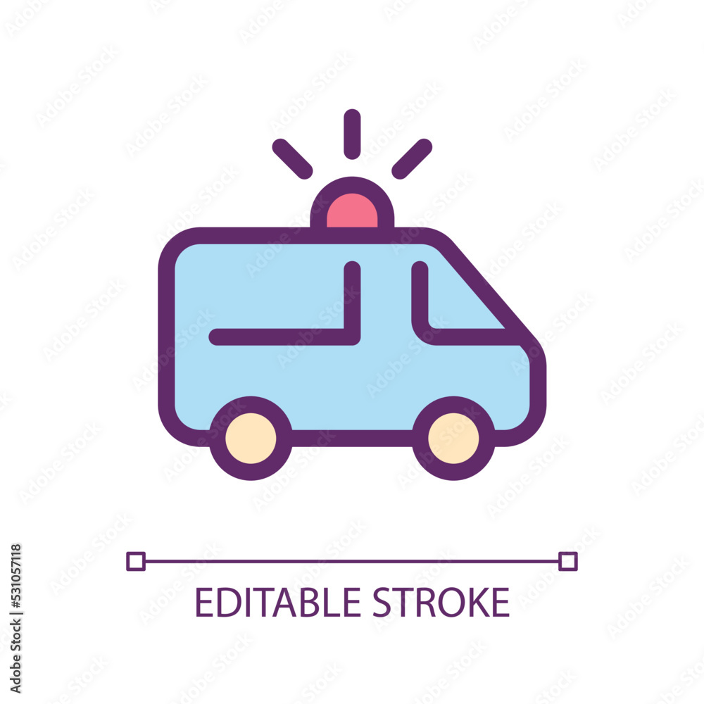 Ambulance pixel perfect RGB color ui icon. Urgent medical help. EMS ...