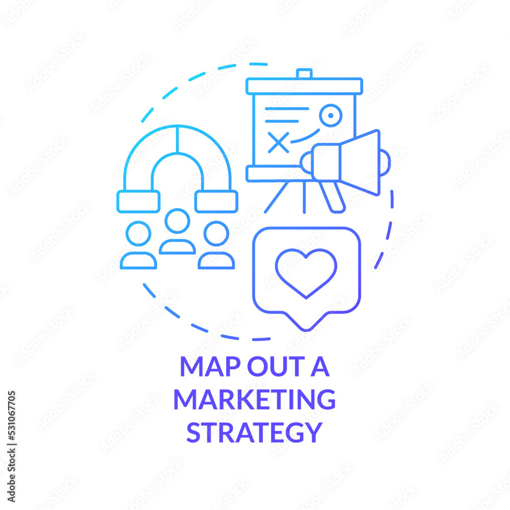 Vector de Stock Map out marketing strategy blue gradient concept icon ...