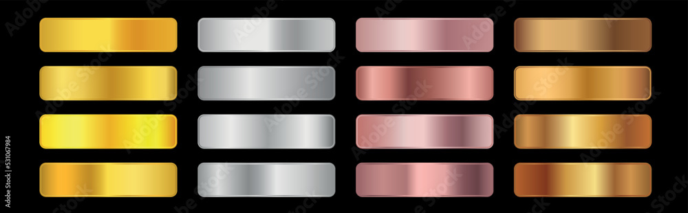 Gold, Gold rose, silver, bronze metalic gradients. Golden foil texture ...