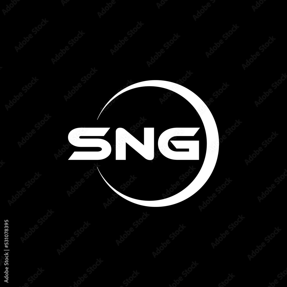 SNG letter logo design with black background in illustrator, cube logo ...
