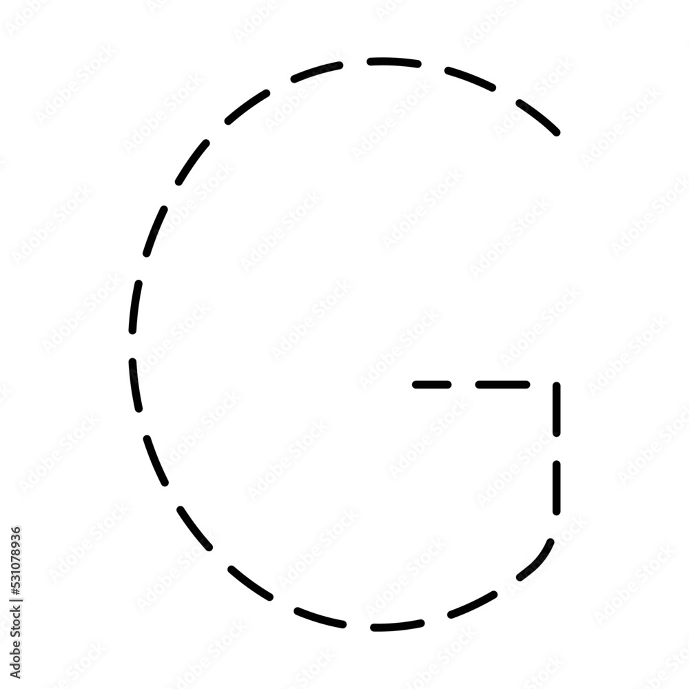 Tracing Alphabet letter G prewriting dotted line element for ...