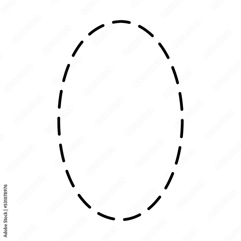 Tracing Alphabet letter O prewriting dotted line element for ...