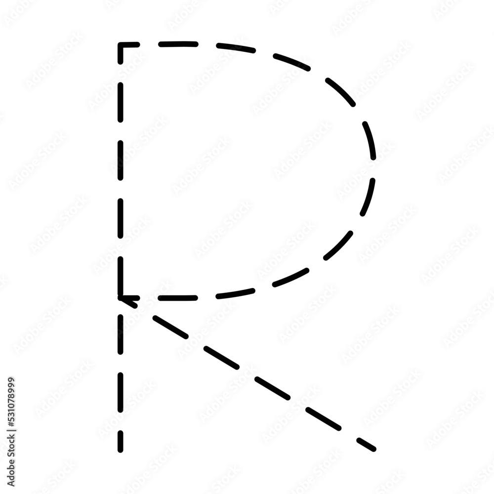 Tracing Alphabet letter R prewriting dotted line element for ...