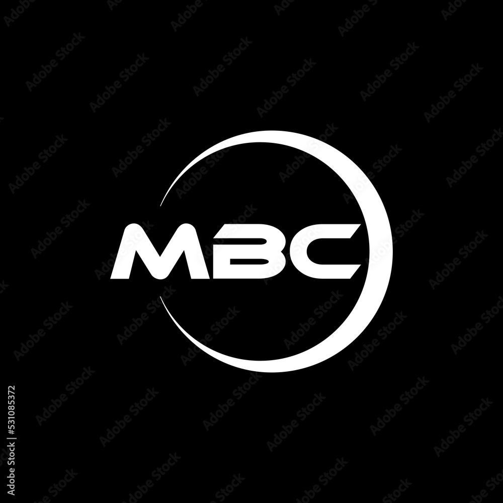 MBC letter logo design with black background in illustrator, cube logo ...