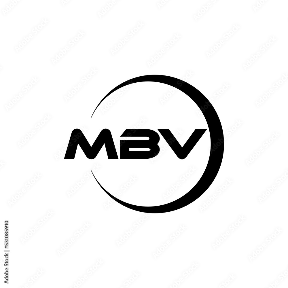 MBV letter logo design with white background in illustrator, cube logo ...
