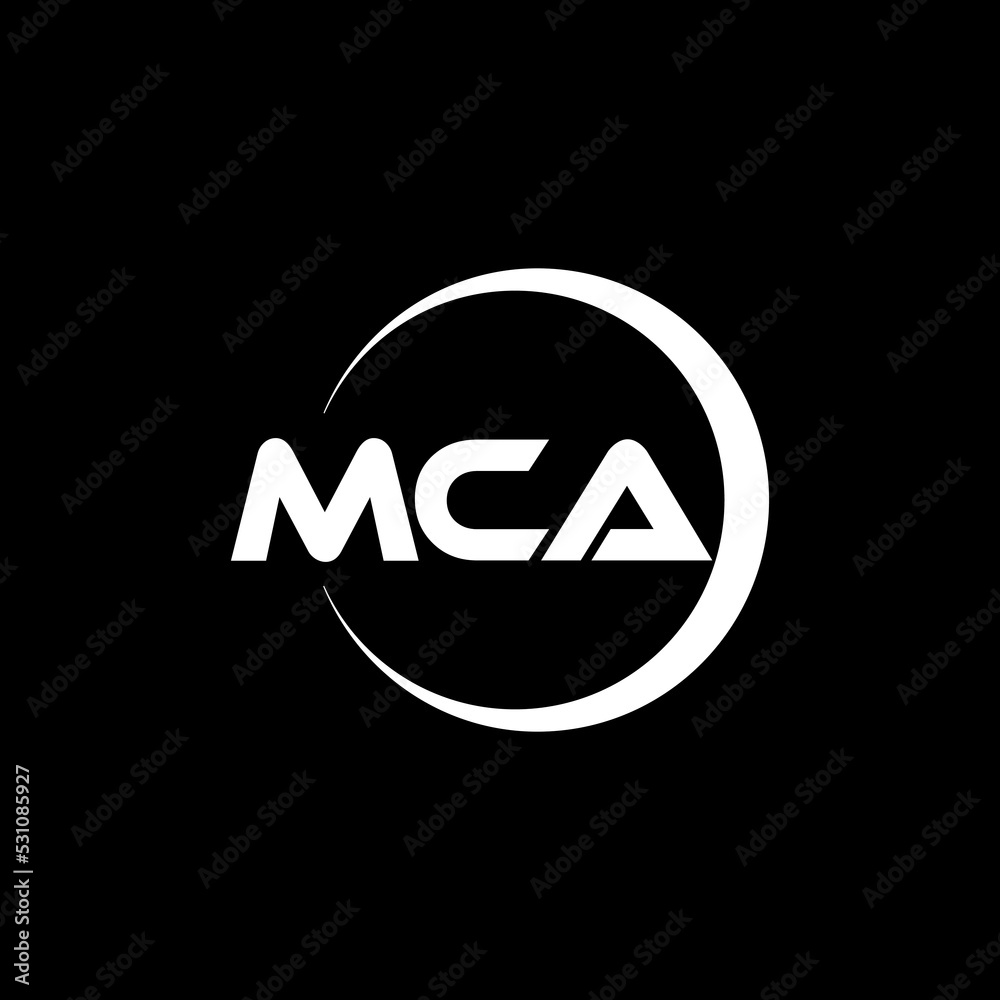 MCA letter logo design with black background in illustrator, cube logo ...