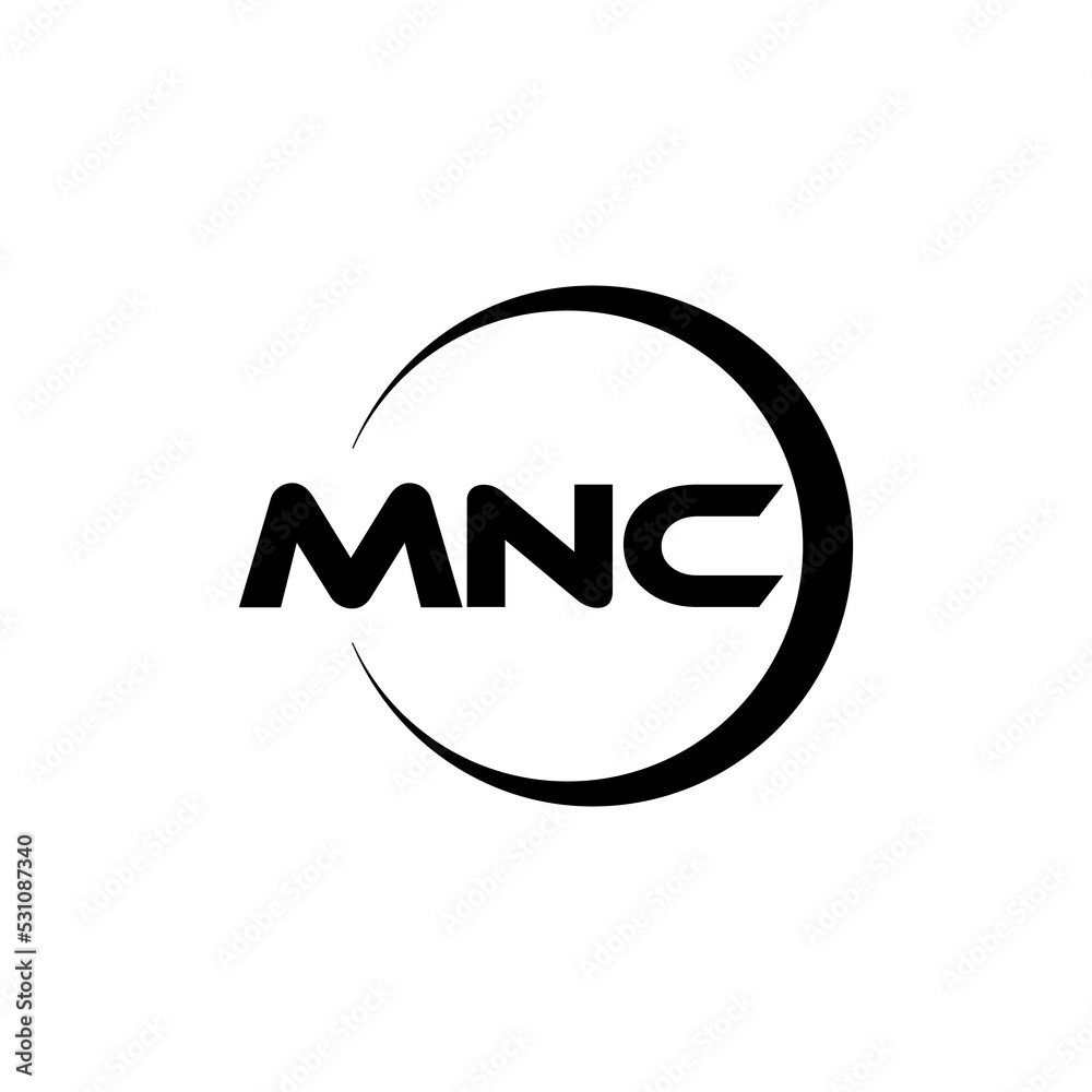 MNC letter logo design with white background in illustrator, cube logo ...