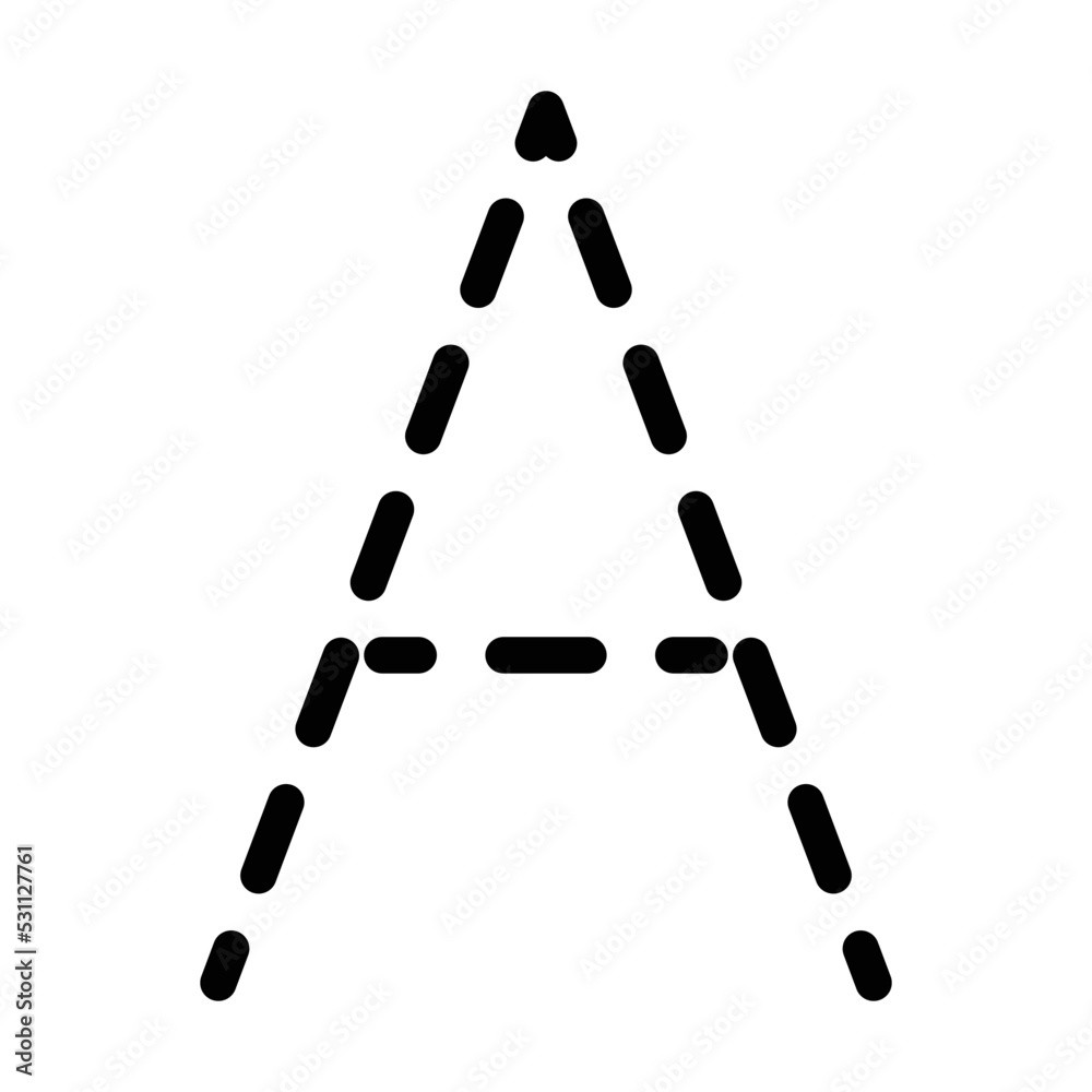 Tracing Alphabet letter A prewriting dotted line element for ...