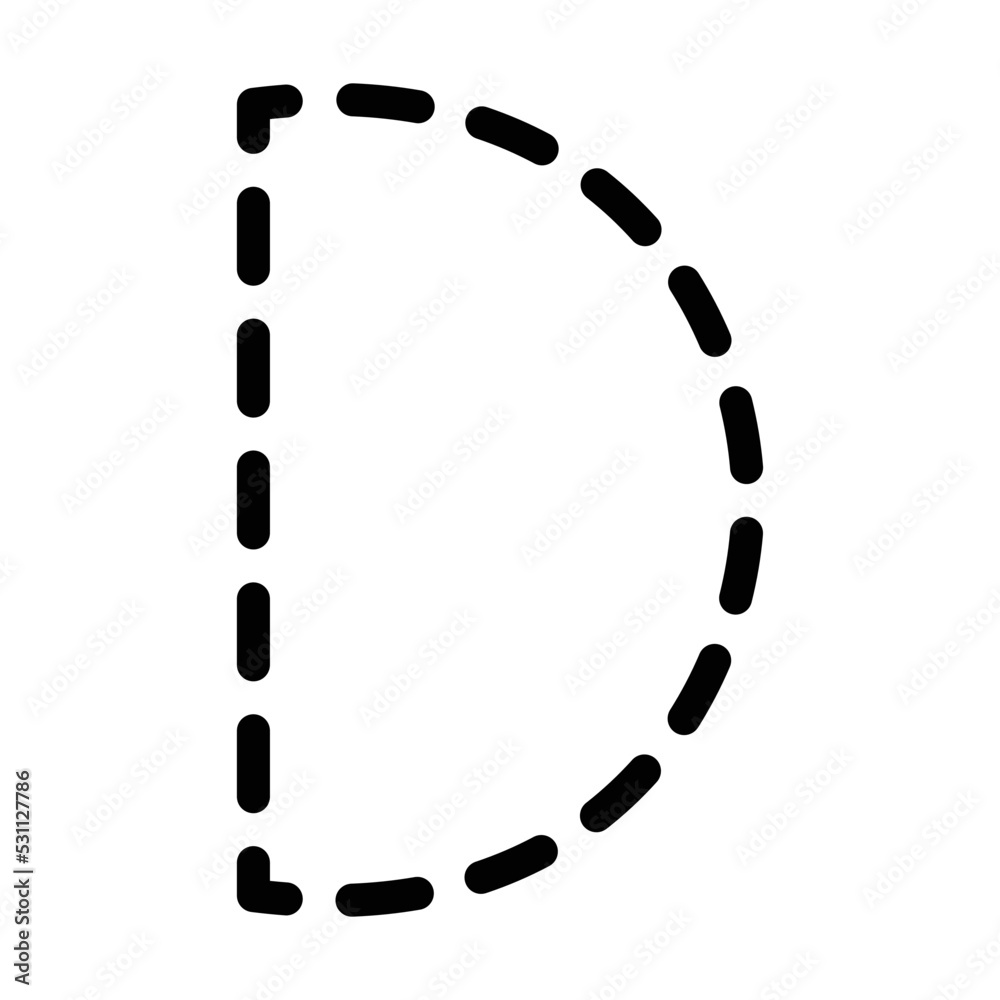 Tracing Alphabet letter D prewriting dotted line element for ...