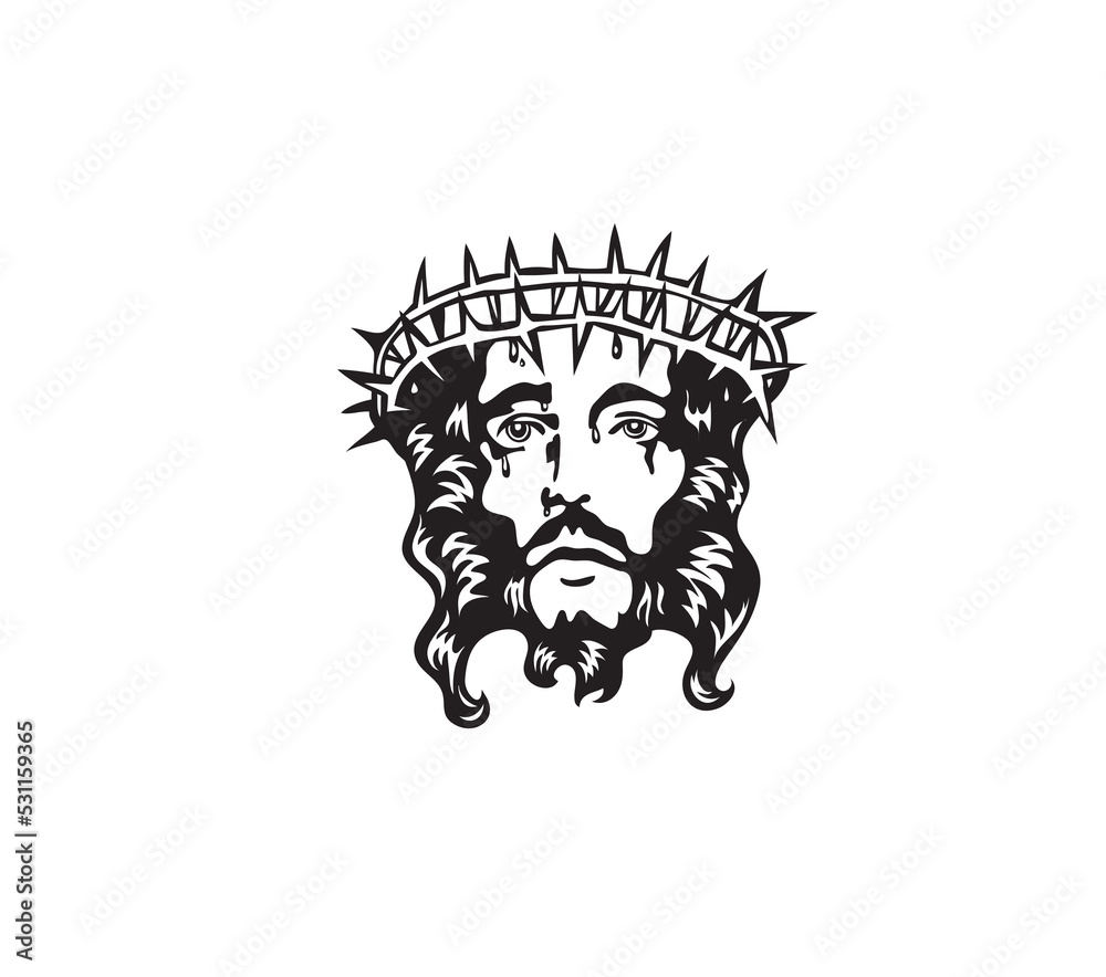 Jesus Face Drawing, art vector design Stock Vector | Adobe Stock