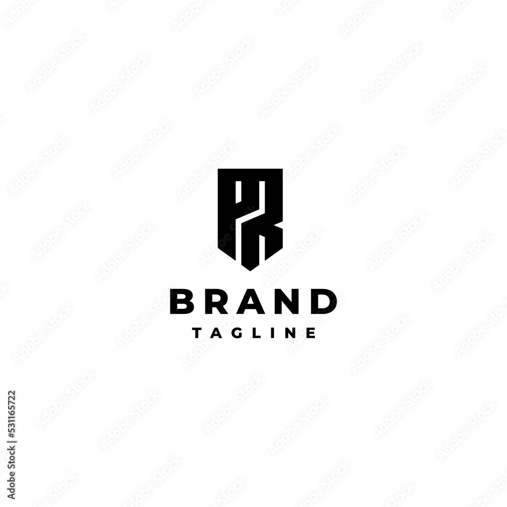 Shield Symbol Of Initial Letter PR Logo Design. The letters P and R in ...